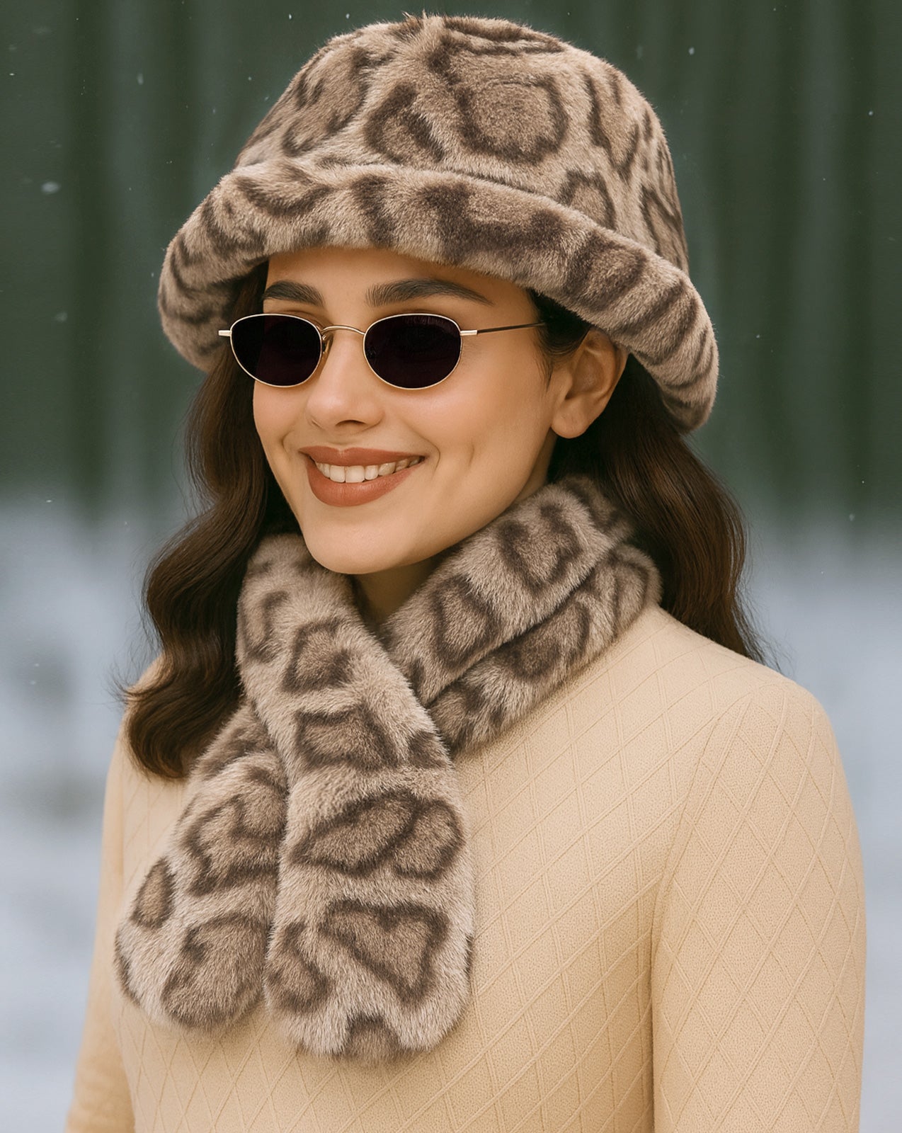WOOLEN MUFFLER & HAT SET - Polkadots