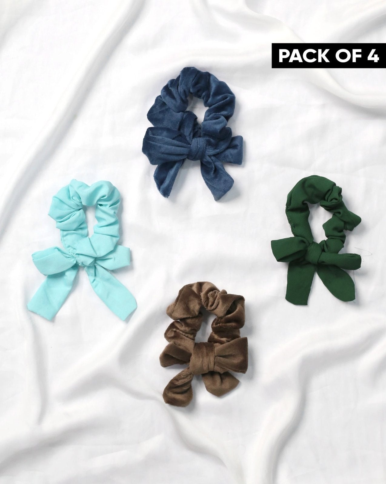 | PACK OF 4 PLAIN SCRUNCHIES | - Polkadots