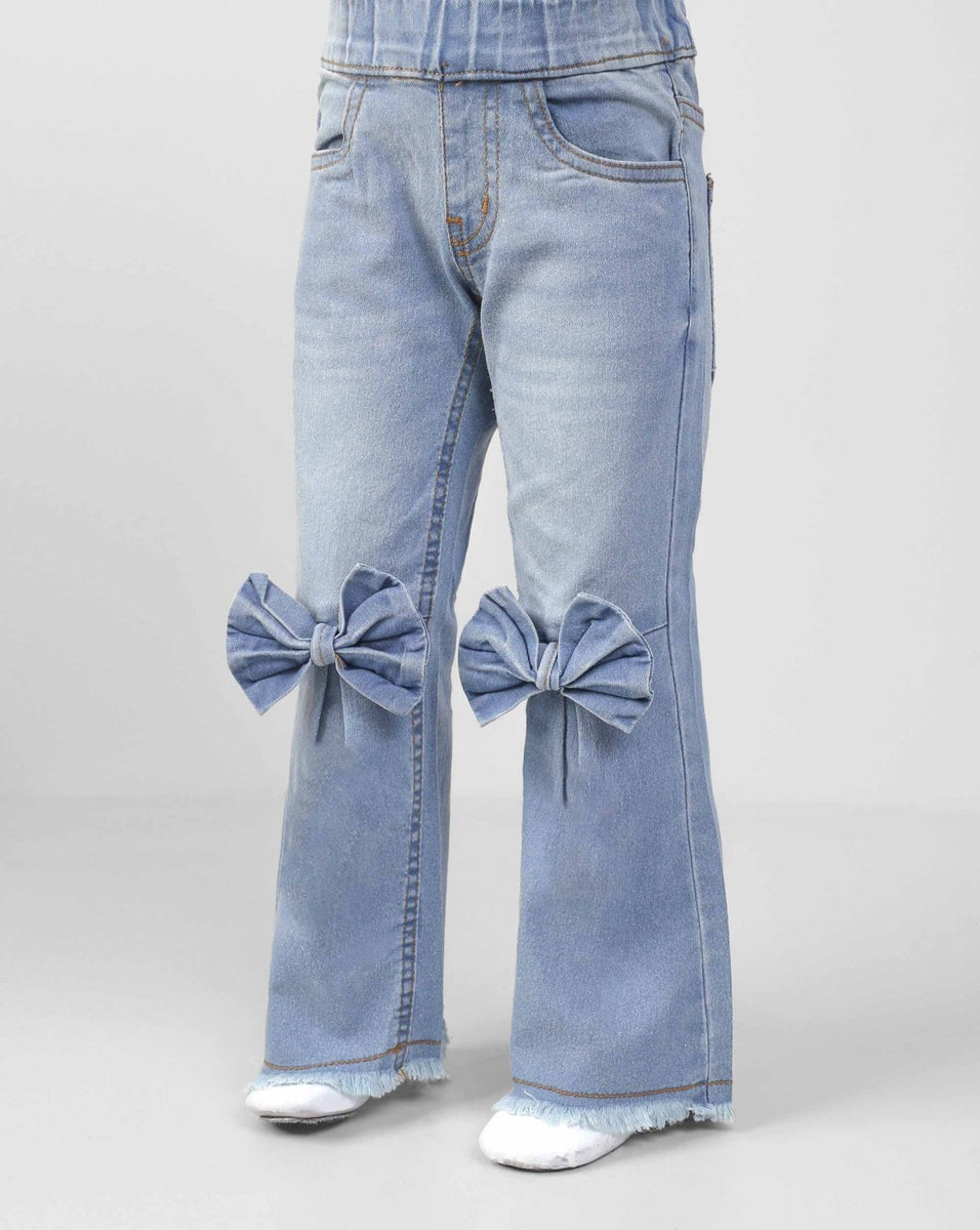 GIRLS BELL BOTTOM JEANS - Polkadots