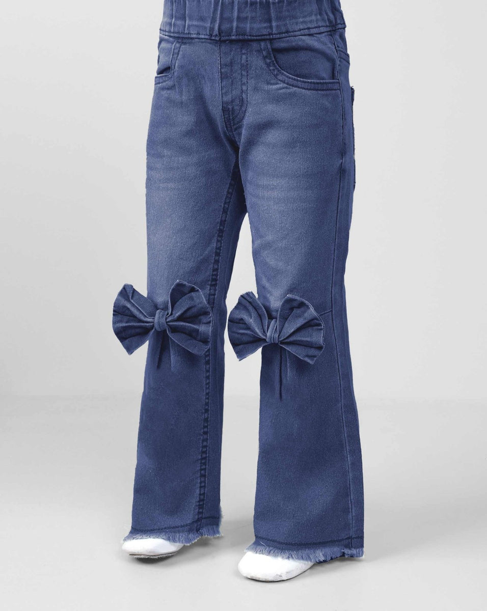 GIRLS BELL BOTTOM JEANS - Polkadots